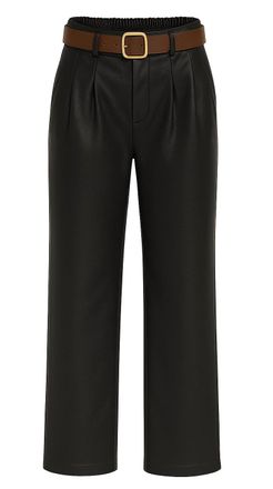 Mississhop 403 Damen Hose aus Kunstleder mit G&uuml;rtel Schwarz