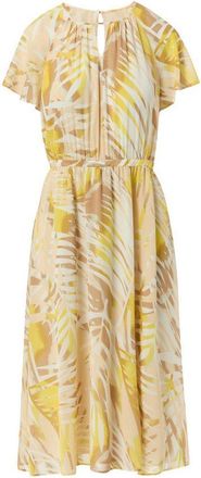 Comma Midikleid Kleid Chiffon-Kleid mit U-Boot-Ausschnitt und Raffung