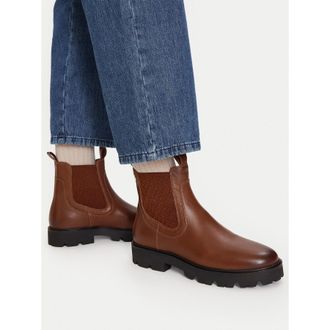 Tommy Hilfiger Klassische Stiefeletten Tommy Hilfiger Th Monogram Leather Chelsea Boot FW0FW09562 Braun
