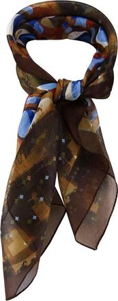 TigerTie Damen Chiffon Nickituch Halstuch in braun blau grau beige gemustert - Gr&ouml;&szlig;e 58 x 58 cm