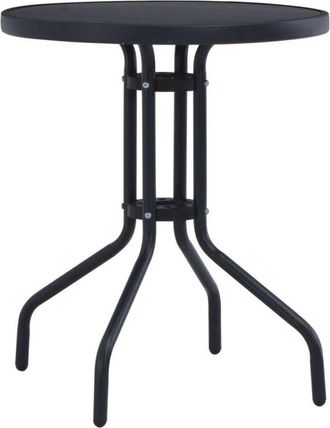 vidaXL Gartentisch Schwarz 60 cm Stahl und Glas Vidaxl