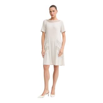 Joseph Ribkoff Femme, Robes, Blanc, Taille: 42 FR Robe A-Line en maille soyeuse et r&eacute;sille