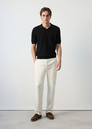 Mango Strukturiertes Strick-Poloshirt aus 100 % Baumwolle schwarz - Herren - XXL - MANGO MAN