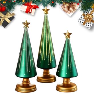 Generico Weihnachts-Tischdekoration: 3-teiliges Harzfigurenset, Sternbaum-Design, handbemalte Oberfläche, langlebige Handwerkskunst mit festlichen Details