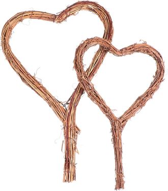 Milisten 2 Stücke Weihnachtskranz Rattan Herz Kranz Hochzeit Türkranz Weidenkranz Rebenkranz DIY Naturkranz Holz Wandkranz Rohling Adventskranz für Weihnachten