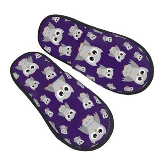 Generic Pantoufle Maison Chouettes Grises Sur Fond Violet Hiver Pantoufles Doux Chaudes Pantoufles Confortable Chaussons Maison Pour Chambre Maison Salon M