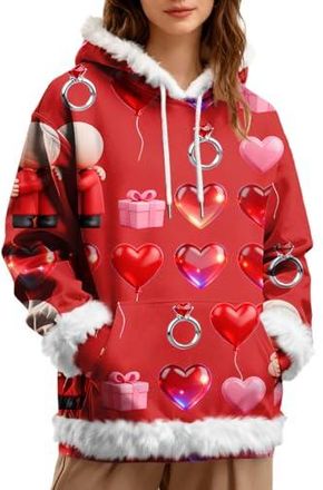 Generic Sweat à capuche dhiver moelleux à col en peluche pour femme - Sweat à capuche décontracté et chaud à manches longues avec poches - Bordure blanche, Mr