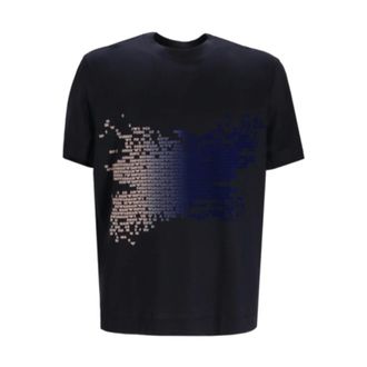Emporio Armani Lyocell Logo T-Shirt - - Tops - Herren - Blau - XS