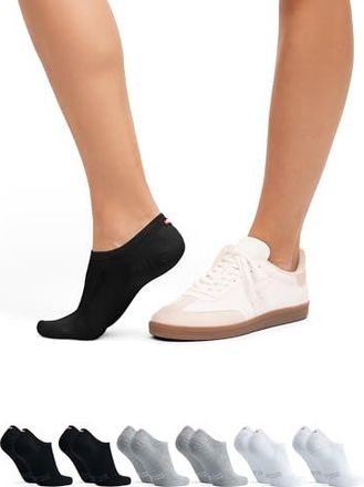 Danish Endurance Chaussettes Invisibles Basses en Coton, Patin Antidérapant, Femme Homme, 6 Paires, Multicouleurs (2x Noir, 2x Gris, 2x Blanc), 35-38