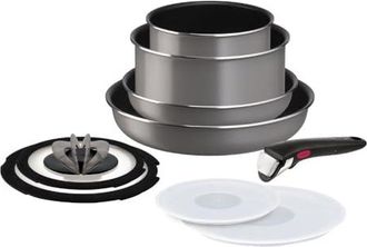 T-fal Batterie de cuisine 9 pi&egrave;ces Ingenio Cassis Grey Tefal - Tous feux sauf induction - L1619192