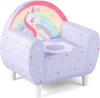 Costway Costway - Fauteuil Enfant avec Joli Motif Licorne & Tissu en Spandex, Canapé Chaise Enfant en Mousse avec Dossier & Accoudoir Confortable, Violet