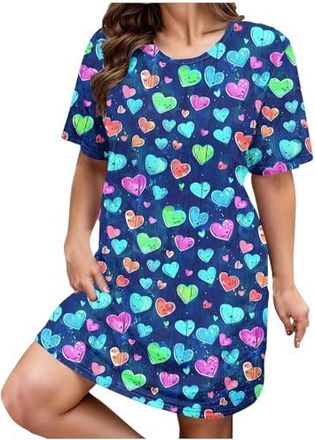 Generic Cadeaux de Saint-Valentin, décorations danniversaire 2025, cadeau grande taille, robe de nuit décontractée pour femme, grande taille, imprimé coeur, m