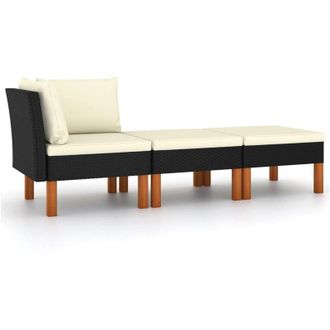 vidaXL Salon de jardin 3pcs Résine tressée et bois deucalyptus massif Vidaxl