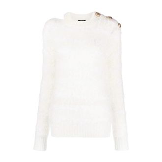 Balmain Shoulder Cut Striped Pullover - - Knitwear - Damen - Beige - M