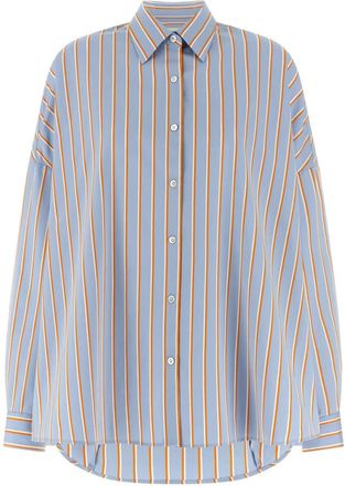 Dries Van Noten Femme, Blouses et Chemises, Bleu, Taille: 36 FR Casia Striped Cotton Shirt