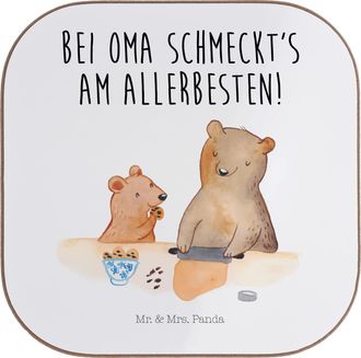 Mr. & Mrs. Panda Untersetzer für Gläser Oma Backen - Geschenk, Tischschoner, Kochen, Omi, gläseruntersetzer, Coaster, Bären, Großmutter Kekse, Tischuntersetzer, Mutter