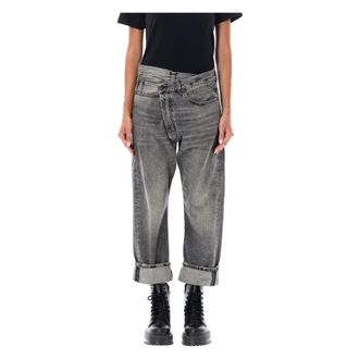 R13 Schwarze Leyton Jeans mit Einzigartigem Bund - - Jeans - Damen - Schwarzk - W25