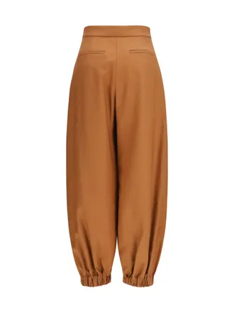 Fendi Womens Cotton And Linen Balloon Pants Wood-26 Linen; Trousers