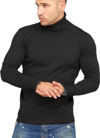 Behype. Herren Feinstrick Rollkragen-Pullover Casual & Business Pulli 40-8200 Schwarz M