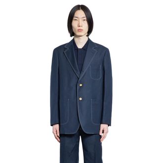 Thom Browne Elongated Soft Cotton Linen Blazer