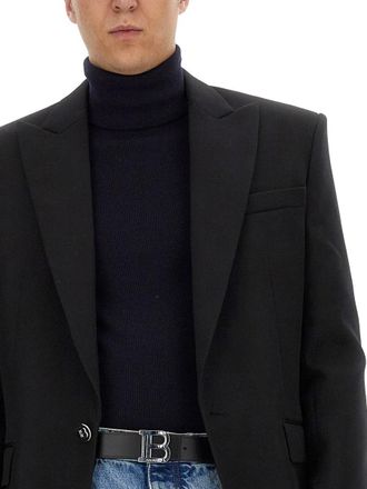 Balmain Merino Wool Turtleneck Sweater - Blue