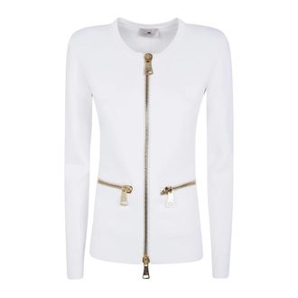 Elisabetta Franchi Strickoberteil mit Rei&szlig;verschluss vorne - - Knitwear - Damen - Wei&szlig; - XS