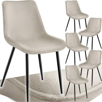 TecTake Esszimmerst&uuml;hle 6er Set, Samtstoff Stuhl mit R&uuml;ckenlehne, ergonomische Essst&uuml;hle, bequemer K&uuml;chenstuhl, Esszimmerstuhl, Cocktailsessel f&uuml;r Lounge, Din