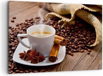 Arttor Bilder auf Leinwand 100x70cm Leinwandbild Kaffee schwarz Frühstück Schokolade Groß Wanddeko Bild Schlafzimmer Deko Wandbilder Dekoration Wohnzimmer Wa