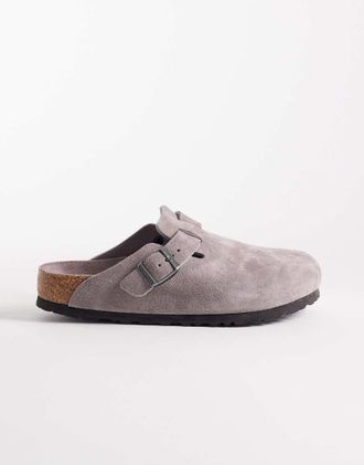 Birkenstock Boston - Clogs aus Wildleder in verblasstem Lila