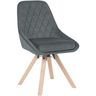 Woltu Lot de 2 Chaises Pivotantes de Salle &agrave; Manger WOLTU, Chaise de Cuisine en Velours, Pieds en Bois Massif, Gris Fonc&eacute;