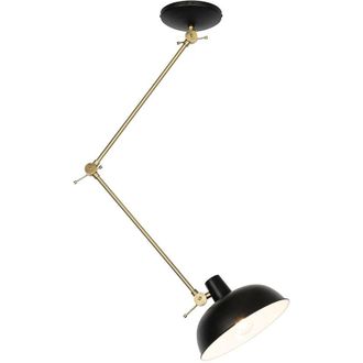 QAZQA Retro-Deckenleuchte schwarz mit Bronze - Milou