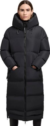 Khujo Damen Wintermantel Warmer Steppmantel lang mit hohen Gehschlitzen und Kapuze Aroma-YM Black Gr. XXL