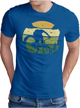 OM3 MTB Mountain Bike T-Shirt - Herren - Bicycle Off Road Wald Cycling - Blau, XXL