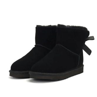 Generic QXDZSW Bottes dhiver chaudes avec noeud pour femme Taille 34-45, Noir, 33.5 EU