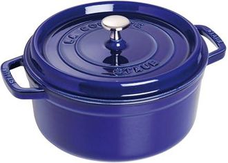 Staub Cocotte en Fonte Émaillée avec Couvercle, Tous feux dont induction, 2 à 3 personnes, Ronde, 22 cm, 2,60 L, 4,7 kg, Bleu Intense