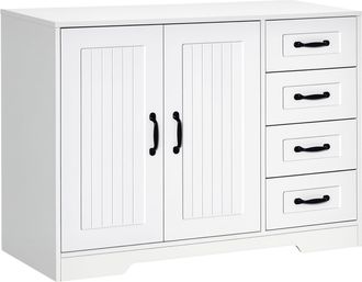 HOMCOM Sideboard, Beistellschrank mit 4 Schubladen, 2 T&uuml;ren, K&uuml;chenschrank, Aufbewahrungsschrank mit verstellbarem Einlegeboden f&uuml;r Wohnzimmer, 105 x 40 x 76