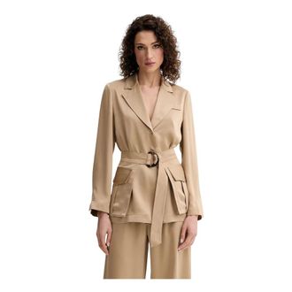 Simona Corsellini Femme, Vestes, Brun, Taille: 40 FR Veste ceintur&eacute;e