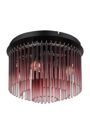 Globo Lighting Deckenleuchte Gorley, Klar, Rot, Schwarz, Chrom, Brombeere, Metall, Glas, 23 cm, CE, Lampen & Leuchten, Innenbeleuchtung, Leuchten nach R&auml;umen, Esstis