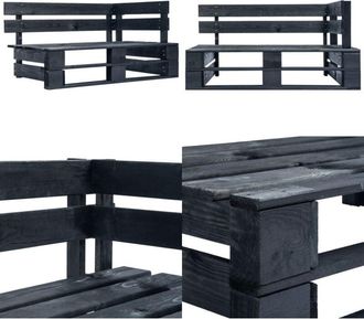 vidaXL Outdoor-Eckbank Paletten Holz Schwarz - Outdoor Bank - Eckbank - Gartenbank - Palettenm&ouml;bel - Holzm&ouml;bel - Home & Living