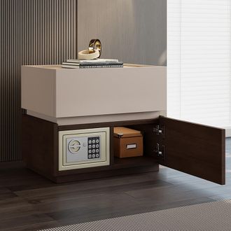 Generic Nachttisch mit Safe, minimalistischer Neuer Nachttisch aus massivem Holz mit 2 Schubladen, Beistelltisch, for Schlafzimmer, Wohnheim und Wohnzimmer(50