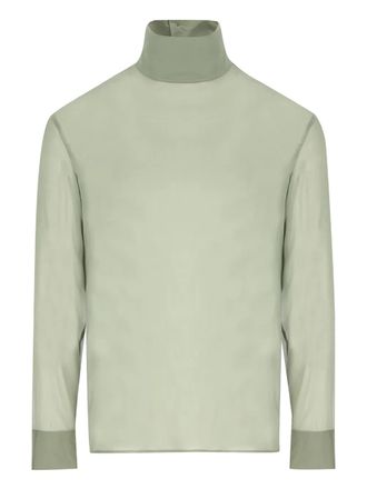 Gucci Stehkragen-Hemd asu Stretchstoff - Gr&uuml;n