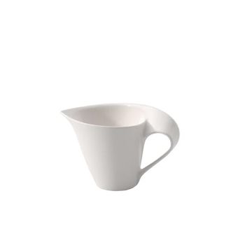 Villeroy & Boch Villeroy und Boch NewWave Milchkännchen, Milchkanne mit geschwungenem Henkel, Premium Porzellan, spülmaschinen- und mikrowellengeeignet, weiß, 200 ml