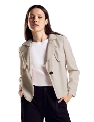 Street One Damen A212210 Kurzer Trenchcoat, Smooth Sand beige, 42