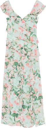 Eliza J robe longue volantée à fleurs - Vert