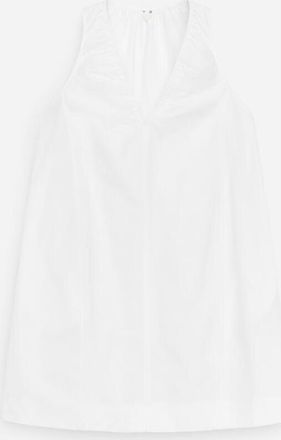 Arket Gerafftes Kleid Mit V-Ausschnitt -Wei&szlig;