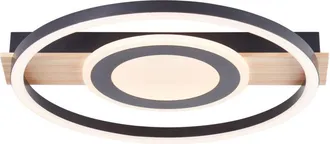 Brilliant BRE-Light Plafonnier LED Maureen 39x37cm noir/bois m&eacute;tal/bois/plastique LED 22 W int&eacute;gr&eacute;e (flux lumineux : 2900lm, couleur de la lumi&egrave;re : 3000K)