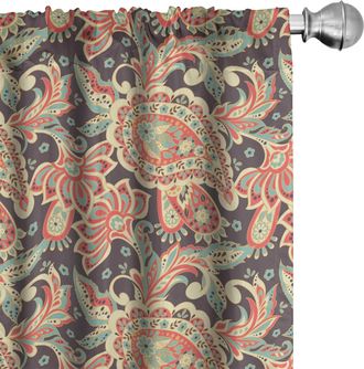 Abakuhaus Batik Vorhänge, Gardinen, Vintage Paisley, Fensterbehandlungen für Wohnzimmer Schlafzimmer Dekor, 2 Stück 75 cm b x 225 cm h, Mehrfarbig