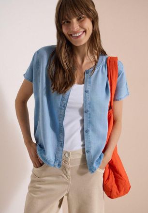 Cecil Blusentop seitliche Tunnelz&uuml;ge, Lyocell-Qualit&auml;t, Blouson-Optik