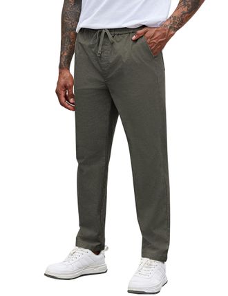 Coofandy Hosen Herren Chino Hose Schlupfhose mit Gummibund Einfarbig Stoffhose Freizeithosen Herrenhose Lange Elastische Taille Sommerhose Lange D&uuml;nne Hosen Ar