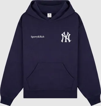 Sporty & Rich Sweatshirt Hoodie Yankees Curve Dark Navy, Collaboration Sporty & Rich x 47Brand